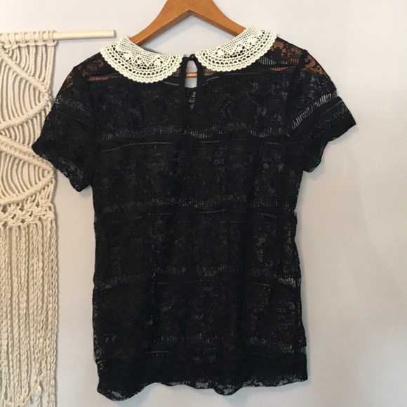 Forever 21 | Tops | Lace And Collar Sheer Top | Poshmark